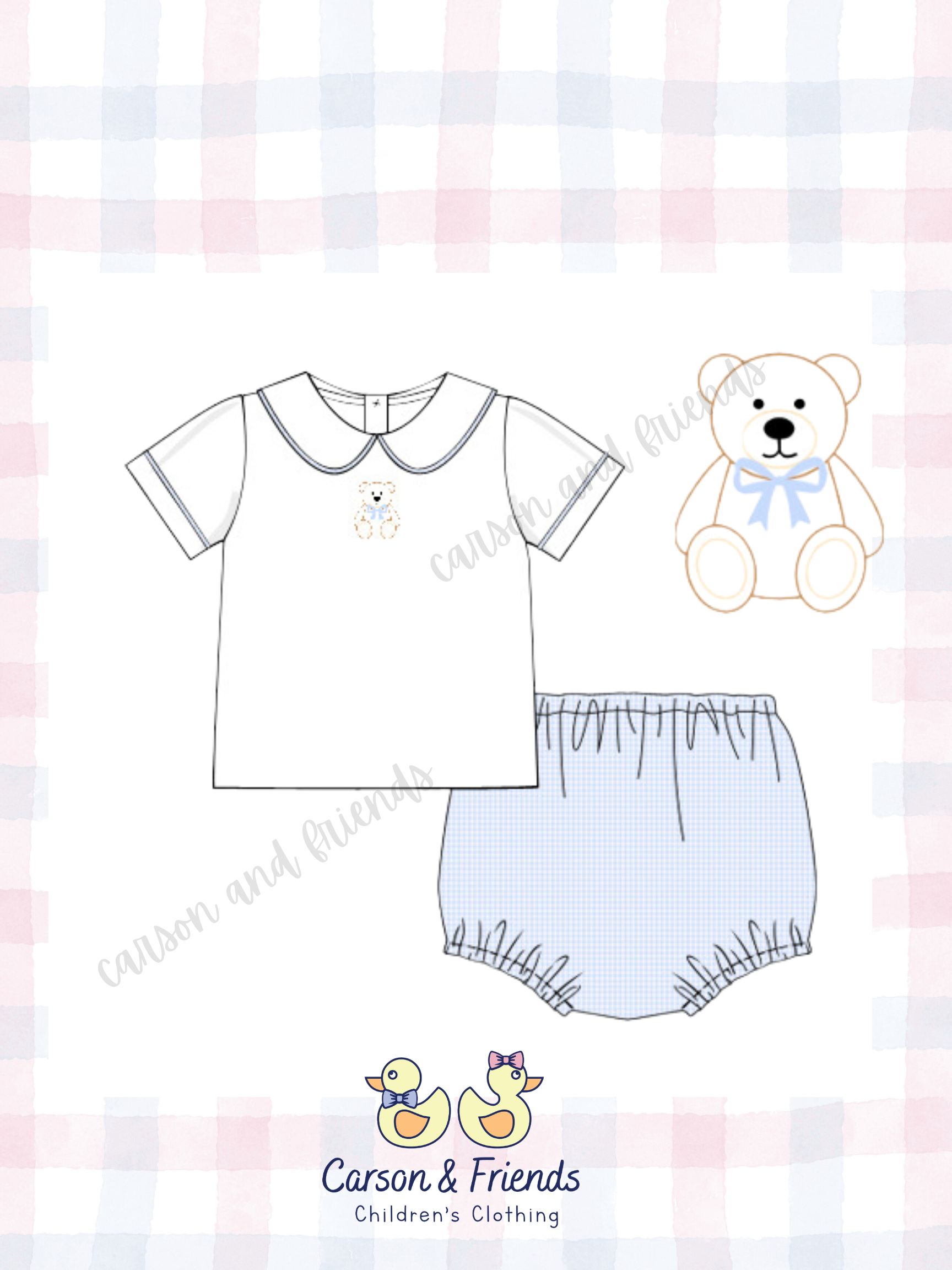 Presale ETA April- Teddy Bear Diaper Set – Carson and Friends