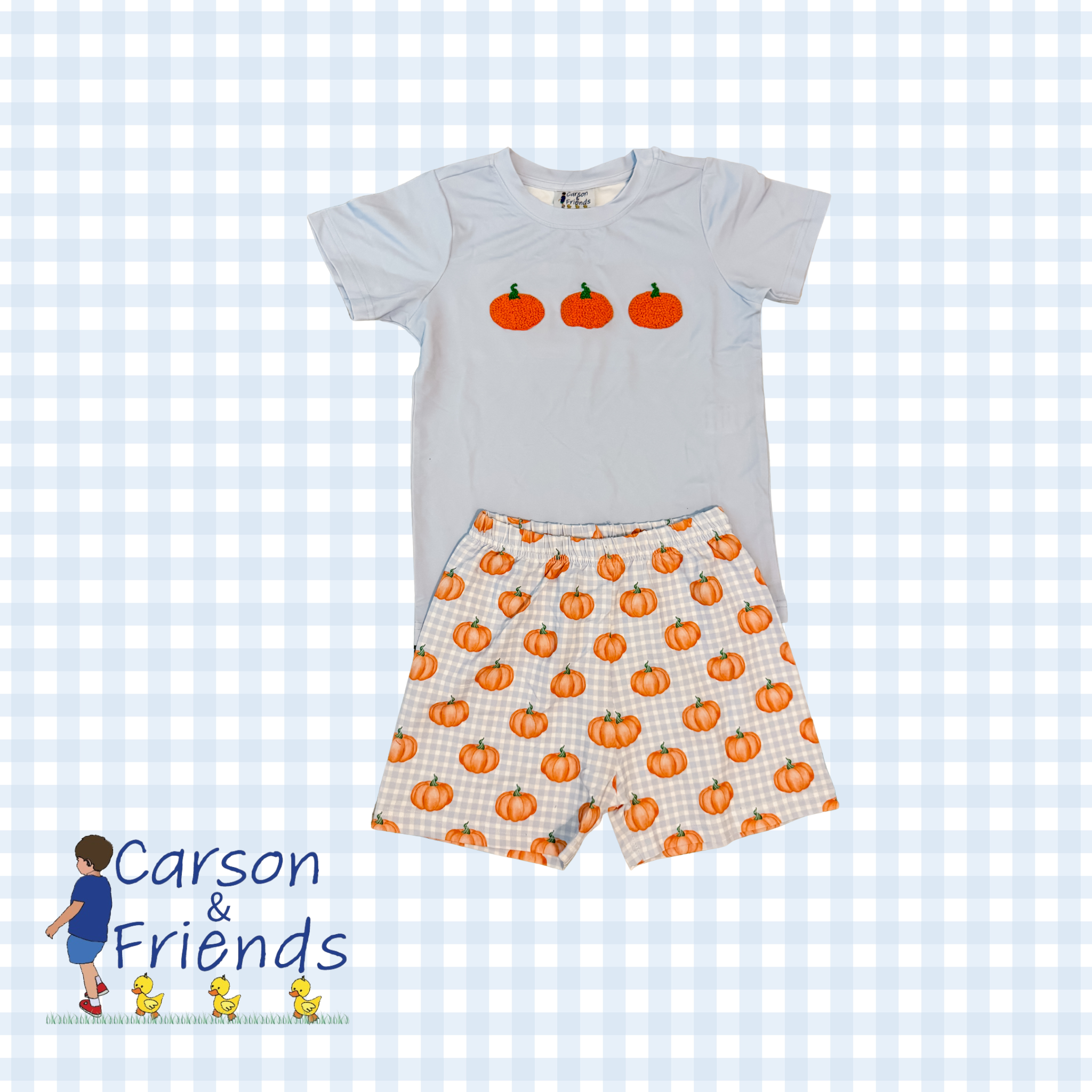 Carson and Friends French Knot Pumpkins Short Set
